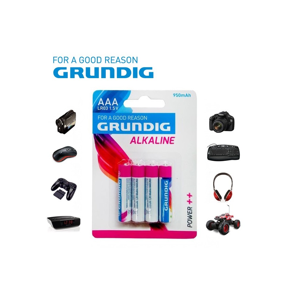 Mini stilo Grundig alcaline formato AAA LR03 1.5V 950 mAh...