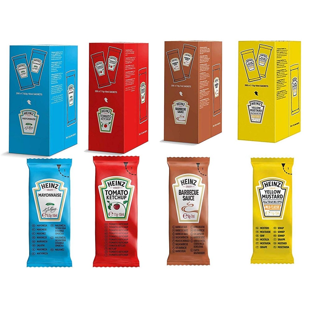 HEINZ 200+200+200+250 Bustine mono porzione da 10g KETCHUP MAIONESE BBQ ...