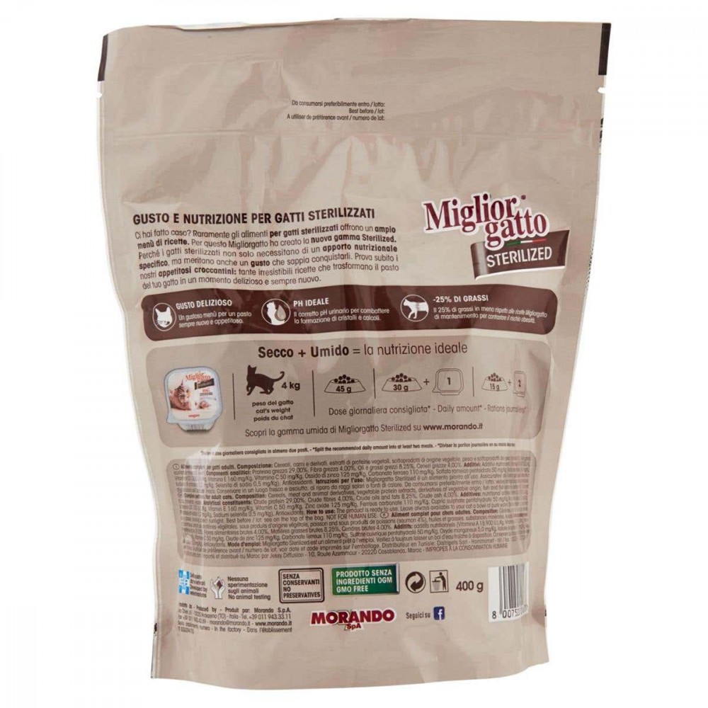 Morando Miglior Gatto Sterilized Croccantini con Delizioso Salmone 400g