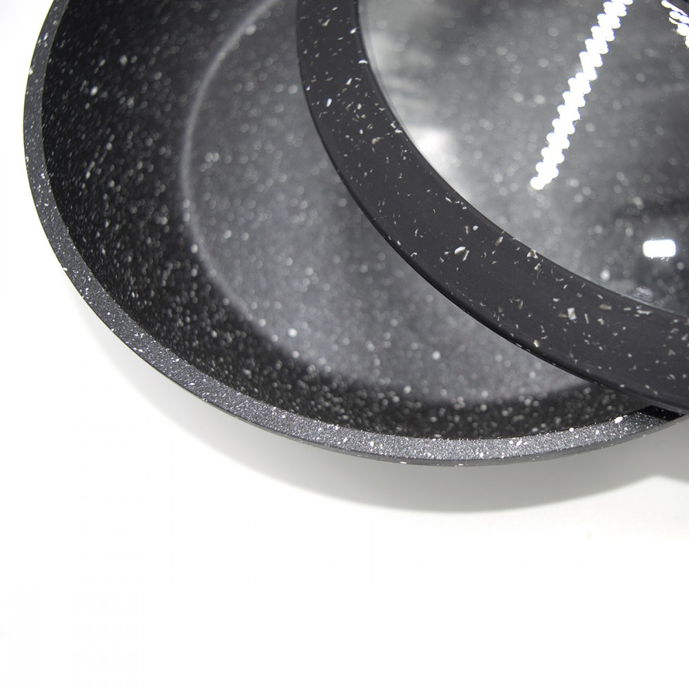 DGBAVARIA set padelle con coperchi 6 pezzi nero ad induzione in pietra ...