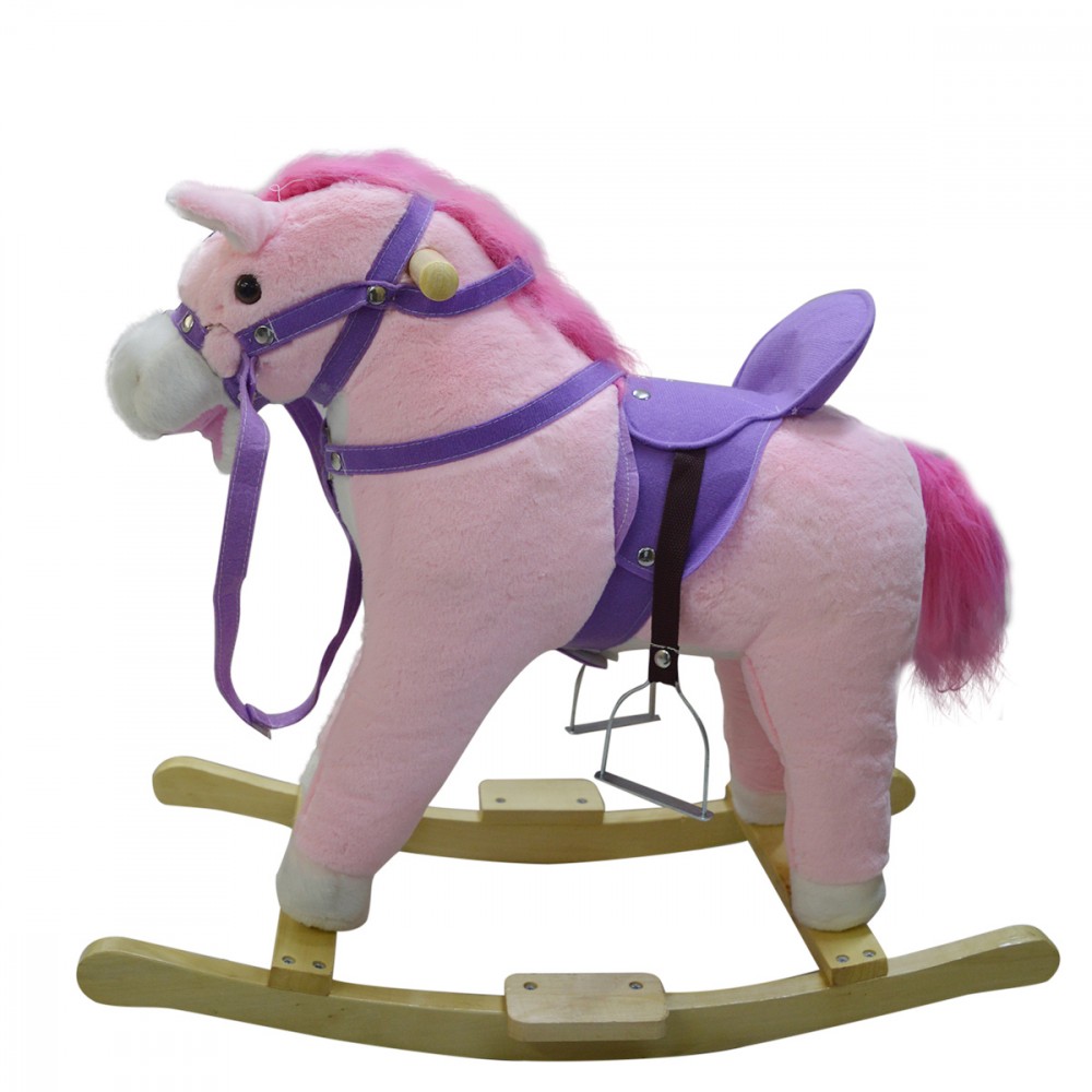 Cavallo a dondolo peluche e legno muove la bocca e fa il nitrito 432037